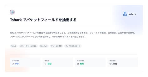 Tshark でパケットフィールドを抽出 Wireshark Labex