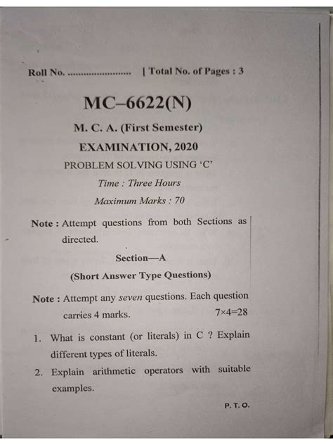 Mca 1st Sem C Papers Pdf