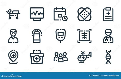 Pictogrammen Voor Medische Kit Lineaire Set Kwaliteitsvectorlijnset