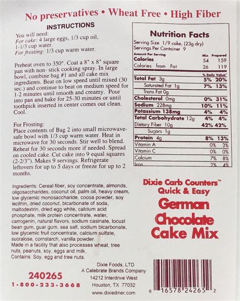 Dixie Usa Carb Counters Snackin Cake Mix