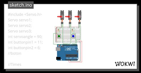 3 Servos Wokwi Esp32 Stm32 Arduino Simulator