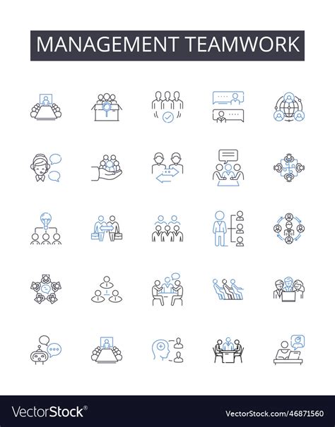 Management Teamwork Line Icons Collection Vector Image