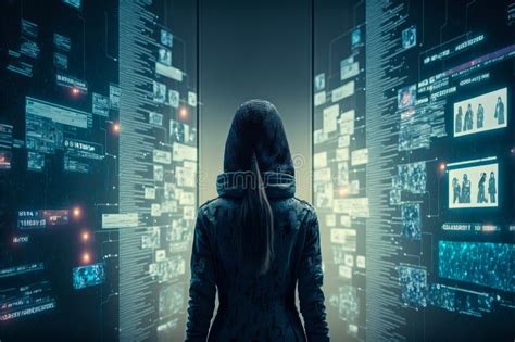Female Hacker In Virtual World Generative Ai Stock Illustration Illustration Of Firewall