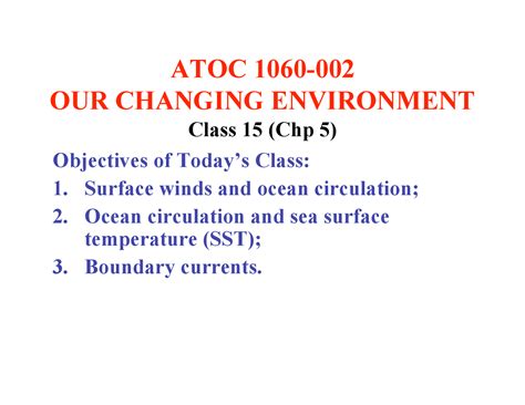 Surface Winds And Ocean Circulation Lecture Slides Atoc 1060 Docsity