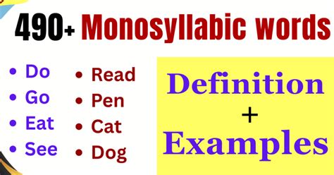 Top 490 Monosyllabic Words A Z •1 Syllable Words •monosyllables