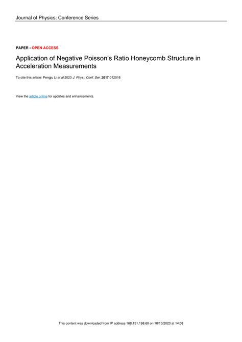 Pdf Application Of Negative Poissons Ratio Honeycomb Structure In