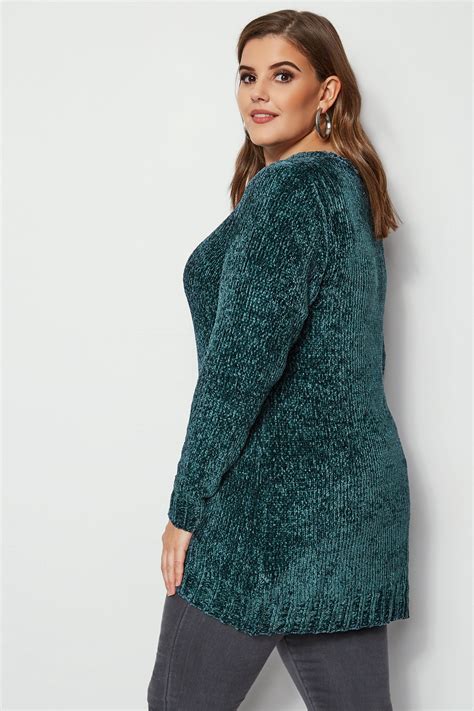 Dark Green Chenille Jumper Plus Size 16 To 36