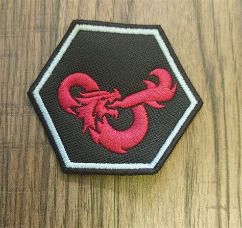 Dnd Dragon Logo Patch Embroidered Red Ampersand Iron On Sew On Etsy