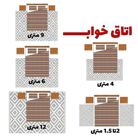 ابعاد فرش و چیدمان های مختلف سالن، اتاق خواب و فضای ناهارخوری گروه