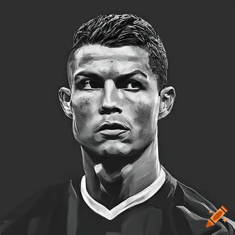 Soccer Player Cristiano Ronaldo With Text Cr7 Black And White Art On