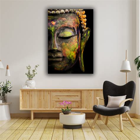 Lord Buddha Painting Frame For Drawing Room Wall Decor The Seven Colours
