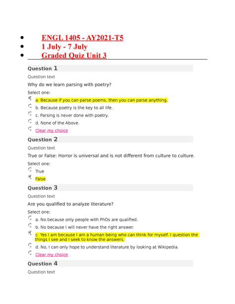 ENGL1405 Graded Quiz Unit3 ENGL 1405 AY2021 T 1 July 7 July