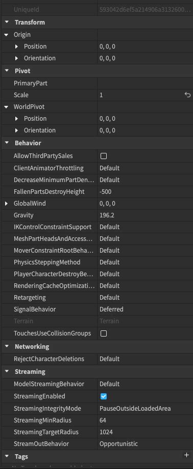 workspace behaviour properties should communicate which option default