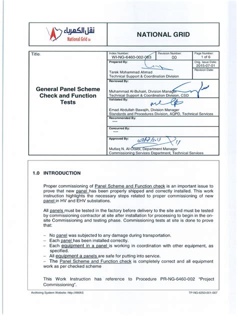 Wi Ng 6460 002 083 Work Instruction For Panel Scheme Check And Function Tests Rev00 Pdf