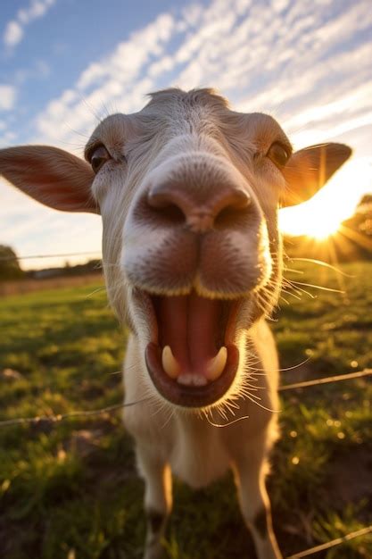 Premium Photo Goat Bleating With Mouth Wide Open