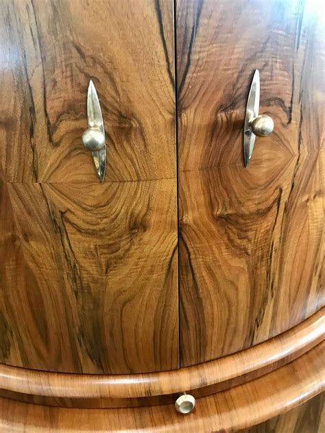 Rare English Savoy Art Deco Half Round Cocktail Bar Cabinet Artedeco