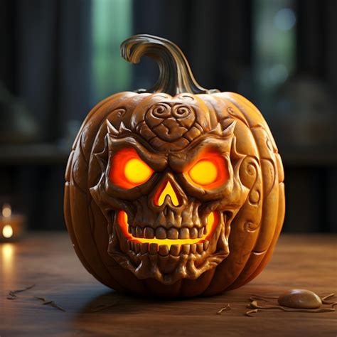 Premium Ai Image Skull Halloween Pumpkin