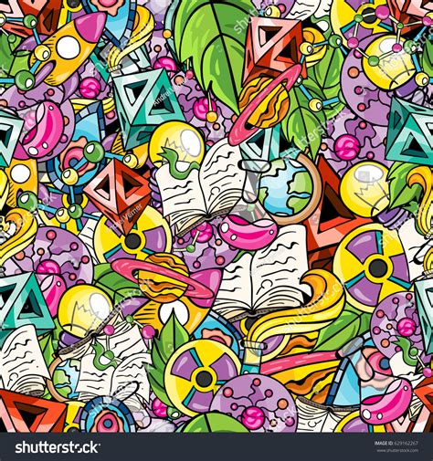 Science Illustration Colourful Molecules Seamless Texture Stock Vector Royalty Free 629162267