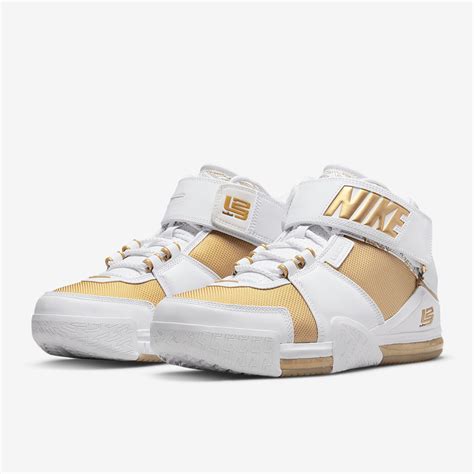 Nike Zoom Lebron 2 Whitemetallic Goldvarsity Crimson Mens Shoes