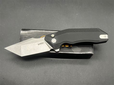 Kubey Yokai Folding Knife Black G 10 Handle 3 23 Stonewashed 14c28n