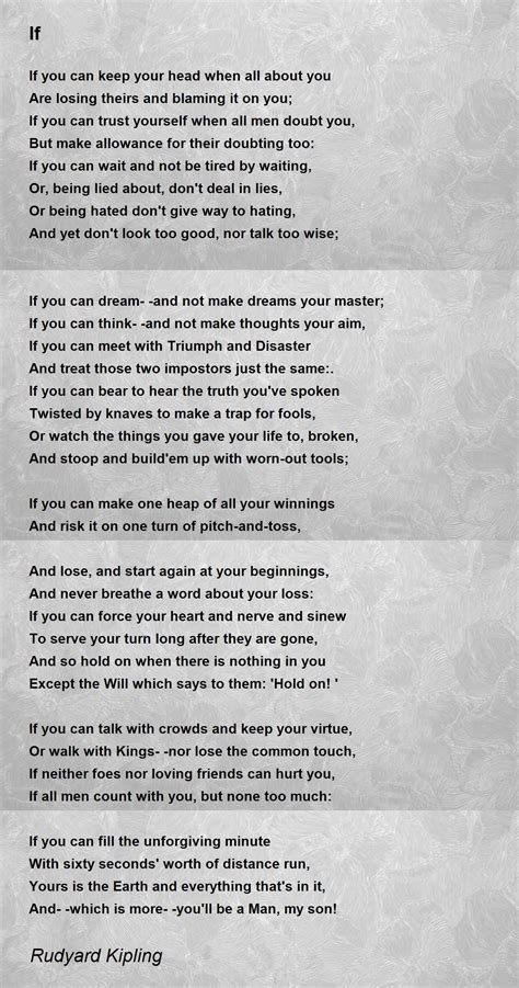 Rudyard Kipling If Poem If— Poem Summary And Analysis Yprngt