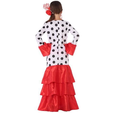 Disfraz de Sevillana Blanco y Rojo para Niña Mejor precio online