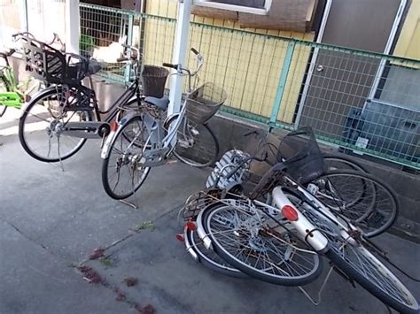 興坪だより 放置自転車パンク放置しか錆て