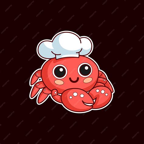 Premium Vector Sticker Of A Crab Wearing A Chefs Hat Cartoon Style Chibi Style