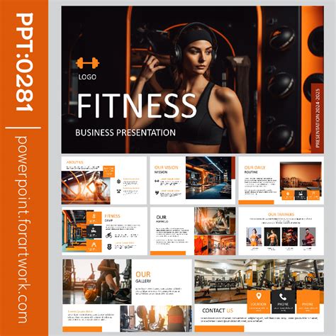 เทมเพลต Powerpoint นำเสนอร้านfitness ออกกำลังกาย สีสันสดใสแก้ไขง่าย