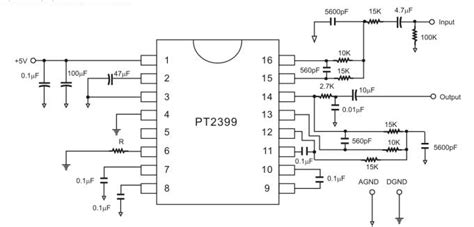 Pt2399 Delay Echo Processor Ic Datasheet Schematic And Circuit