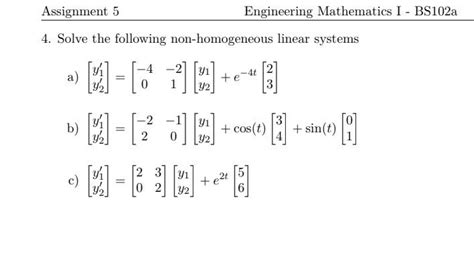 Solved Solve The Following Non Homogeneous Linear Systems A