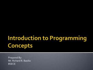 Introduction to programming concepts | PPT