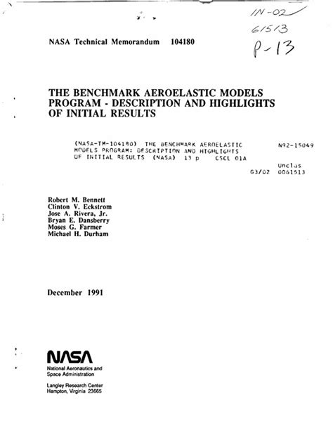 The Benchmark Aeroelastic Models Program Description And Highlights Of