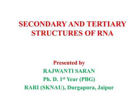 Secondary And Tertiary Structure Of Rna Pptx
