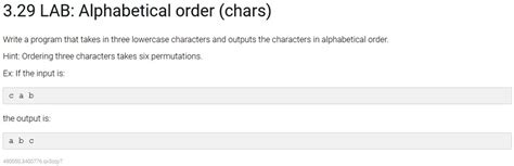 Solved Please Code In C 329 Lab Alphabetical Order Chars Write A
