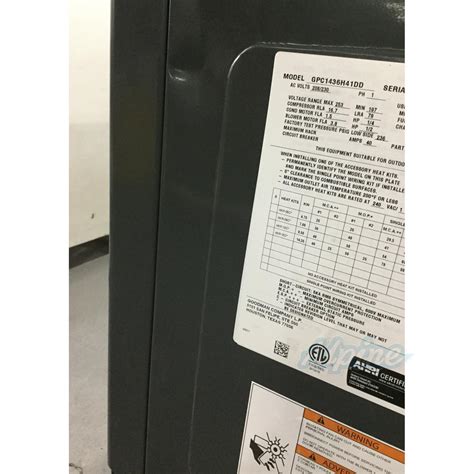 Goodman Gpc1436h41 Item No 650760 3 Ton 14 Seer Self Contained