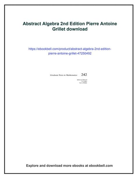 Abstract Algebra 2nd Edition Pierre Antoine Grillet Pdf