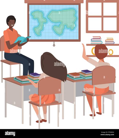 Teacher In Classroom With Students Avatar Character Stock Vector Image