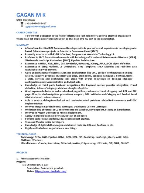 Resume Of Gagan Pdf Ajax Programming Web Development