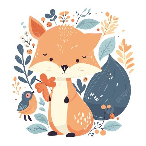 여우 클립 아트의 귀여운 만화와 꽃 그림 일러스트 벡터 그림 일러스트 벡터 일러스트 귀여운 일러스트 Png 일러스트 및 벡터 에 대한 무료 다운로드 Pngtree