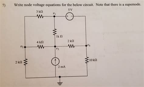 Solved Write Node Voltage Equations For The Below Circuit Chegg