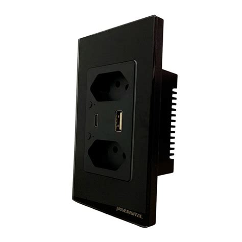 Tomada Inteligente Dupla Usb C Nova Digital Wi Fi Preto S C Usb C Bk Pichau