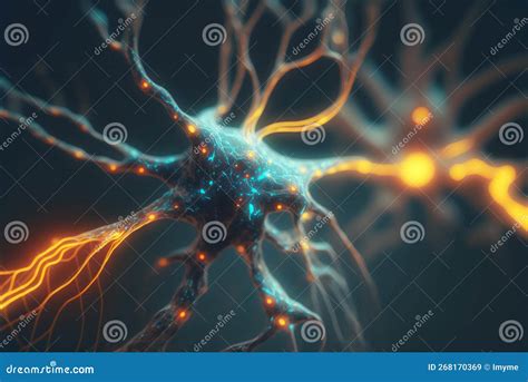 Neurons And Synapses Firing Signals Generative Ai Stock Illustration