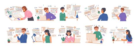 Premium Vector Web Developers And Coder Build Projects Programming Seo Web Coding Characters