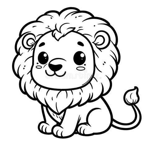 Dessin Dun Lion Avec Des Lignes Simples Pour Les Enfants Colorier Dans