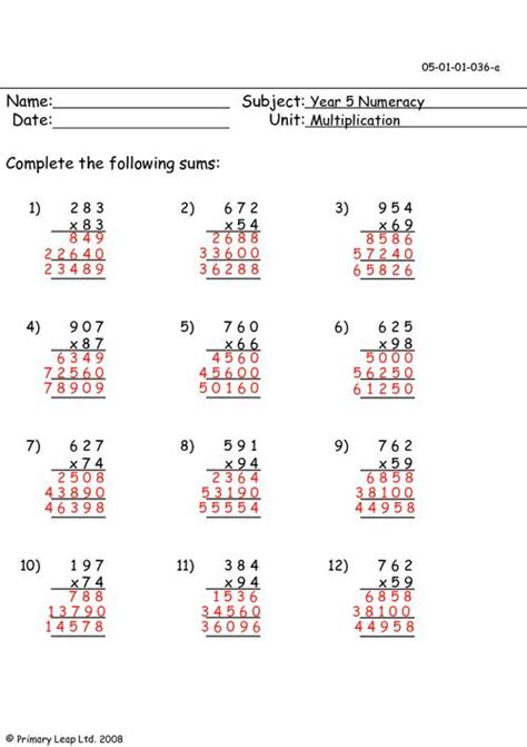 Long Multiplication Questions And Answers Free Worksheets Samples