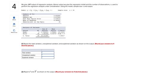 Solved We Give Jmp Output Of Regression Analysis Above Chegg