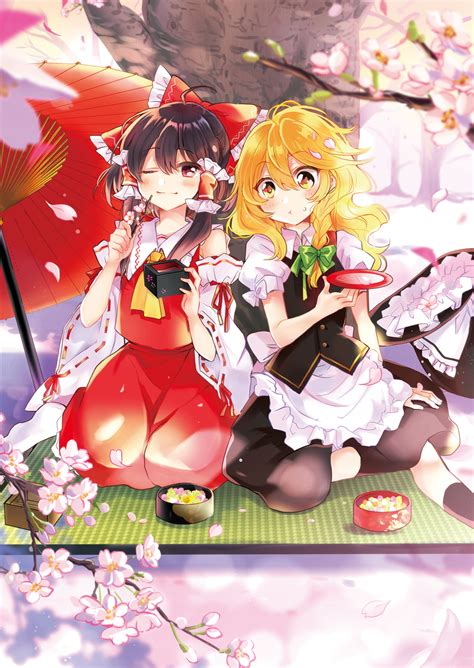 博麗霊夢 霧雨魔理沙 「桜花爛漫 レイマリ 魔理沙 霊夢 東方 9fo」べにしゃけ🔸のイラスト