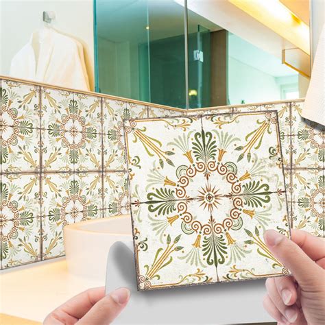 10 Pcs Peel And Stick Floor Tile 6x6 Vinyl Moroccan Style Floor Tiles Removable And