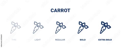 Carrot Icon Thin Light Regular Bold Black Carrot Icon Set From